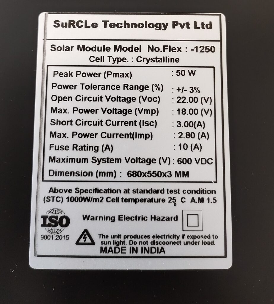 Lightweight Semi flexible Poly 50W Solar Panel – SuRCLe Solar Components